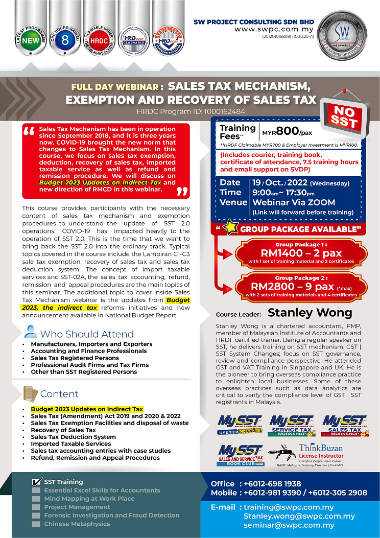 SW Project Consulting Sdn Bhd | GST System Changes
